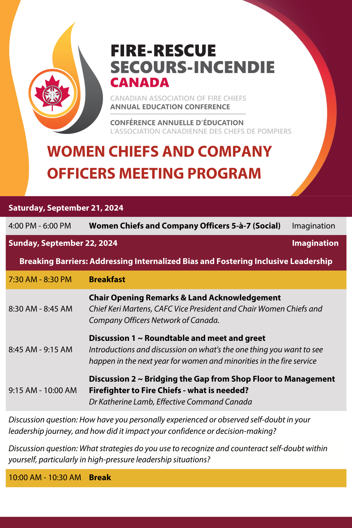 Schedule: Women Chiefs and Company Officers Meeting - Canadian ...