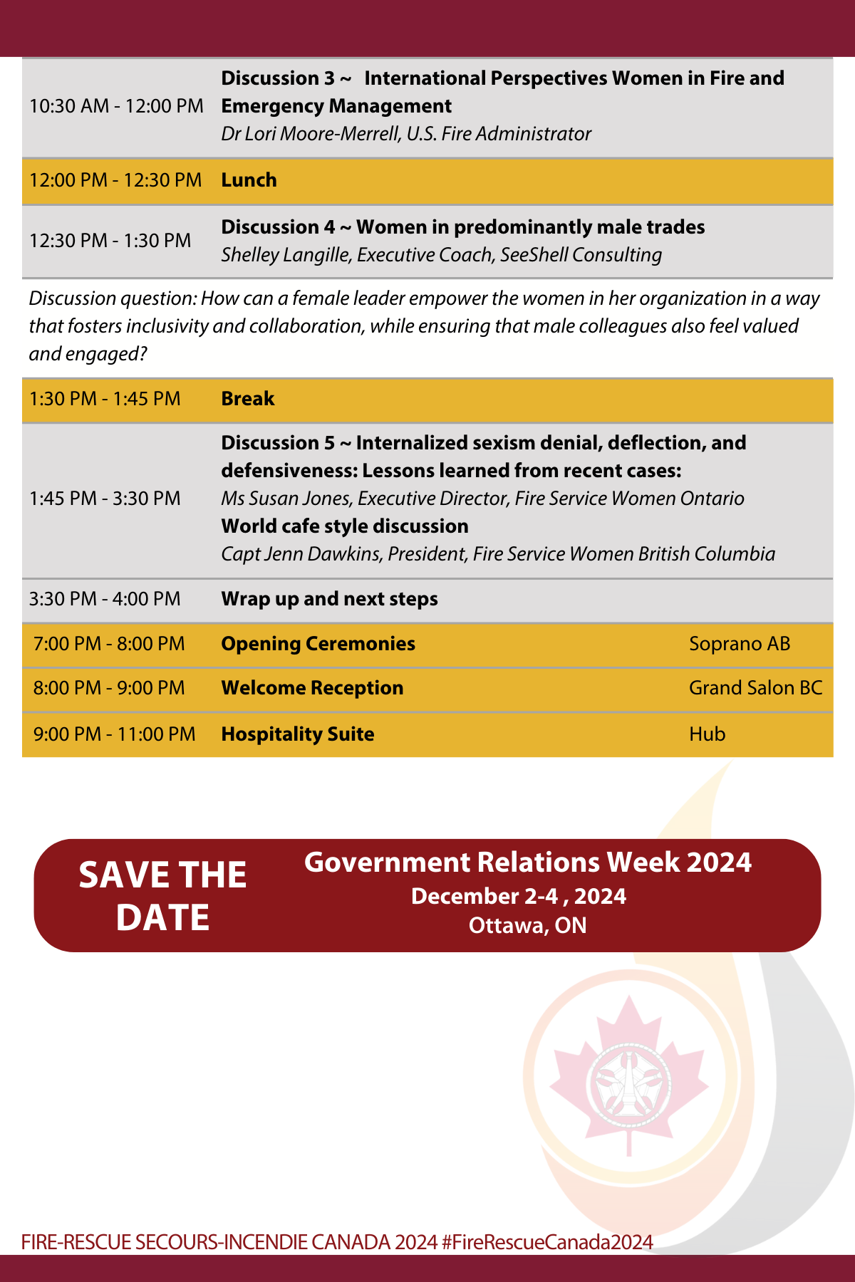 Schedule: Women Chiefs and Company Officers Meeting - Canadian ...