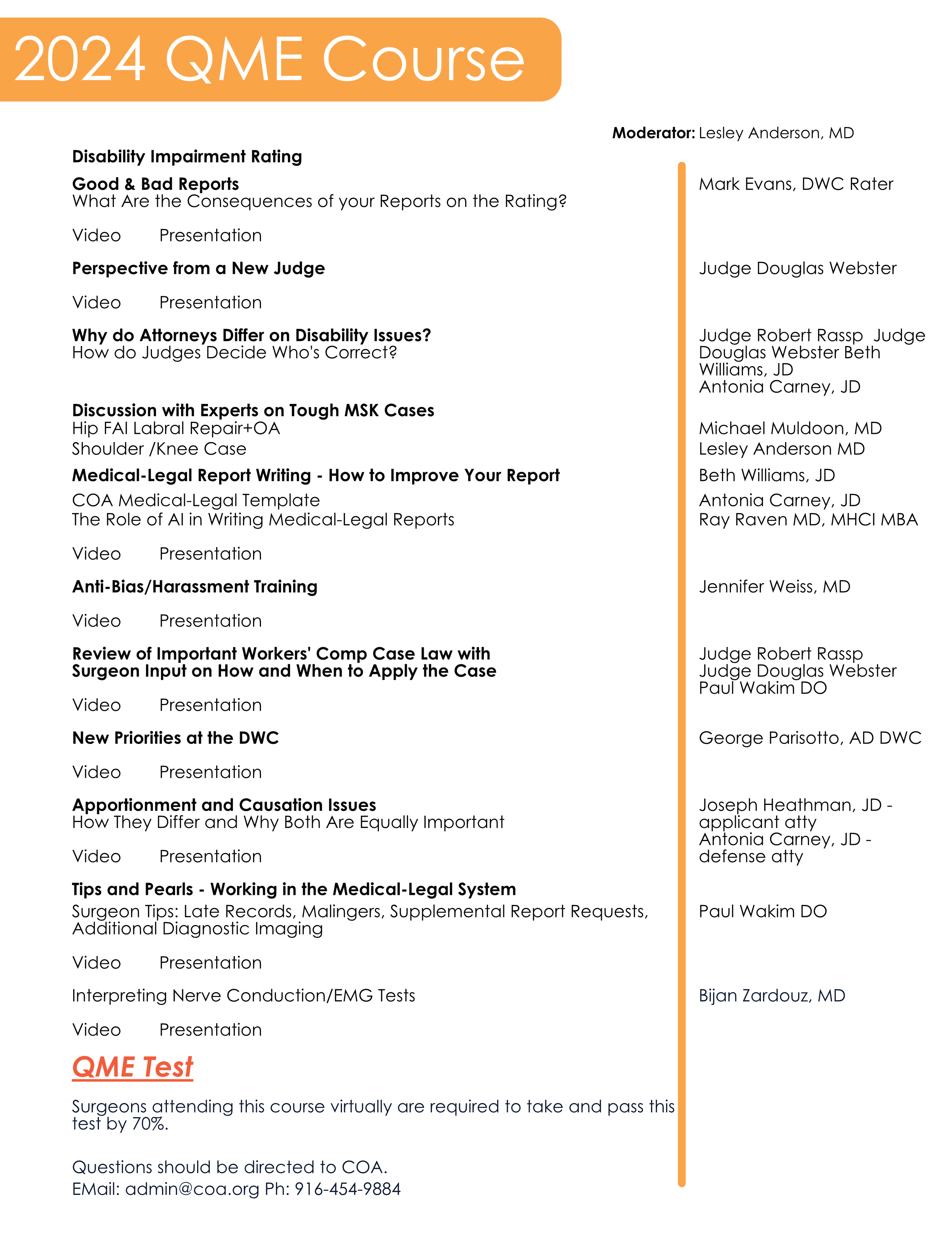 2024 QME Course - On Demand - California Orthopaedic Association, Inc