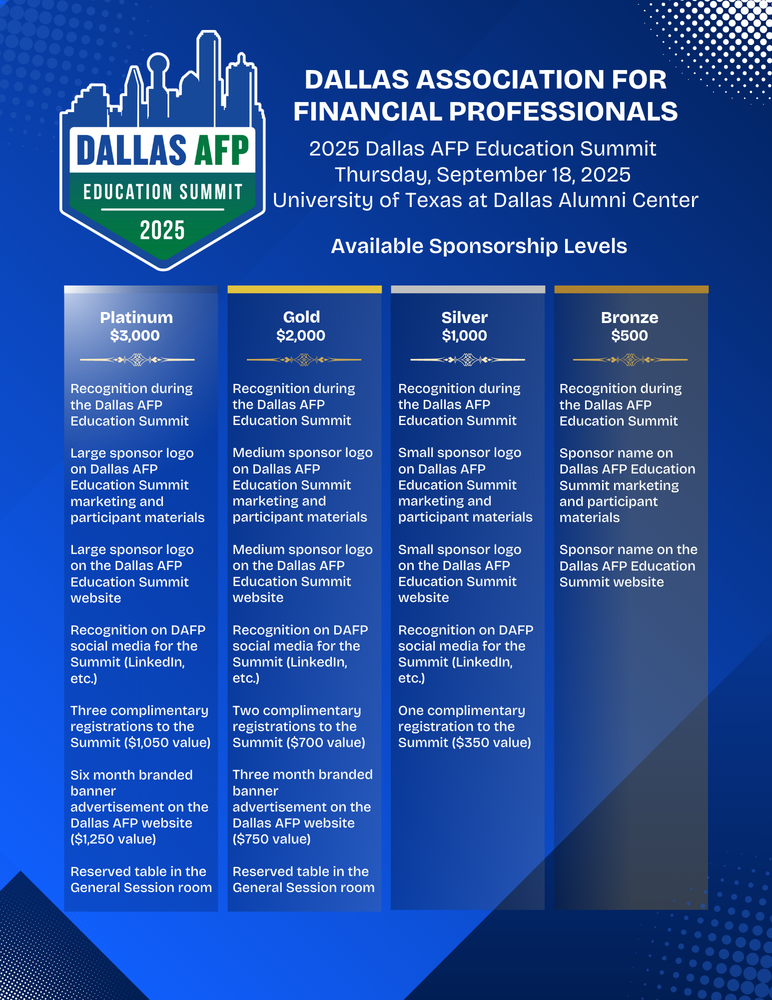 Sponsorship Opportunities - Dallas Association for Financial Professionals