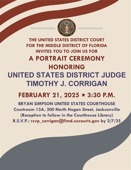 Judge Corrigan Portrait Ceremony - Jacksonville Bar Association