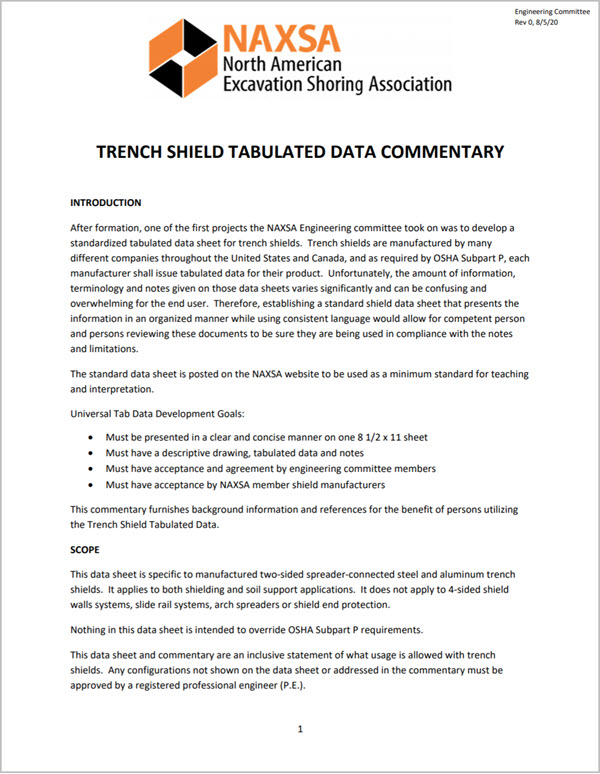 Tab Data - North American Excavation Shoring Association