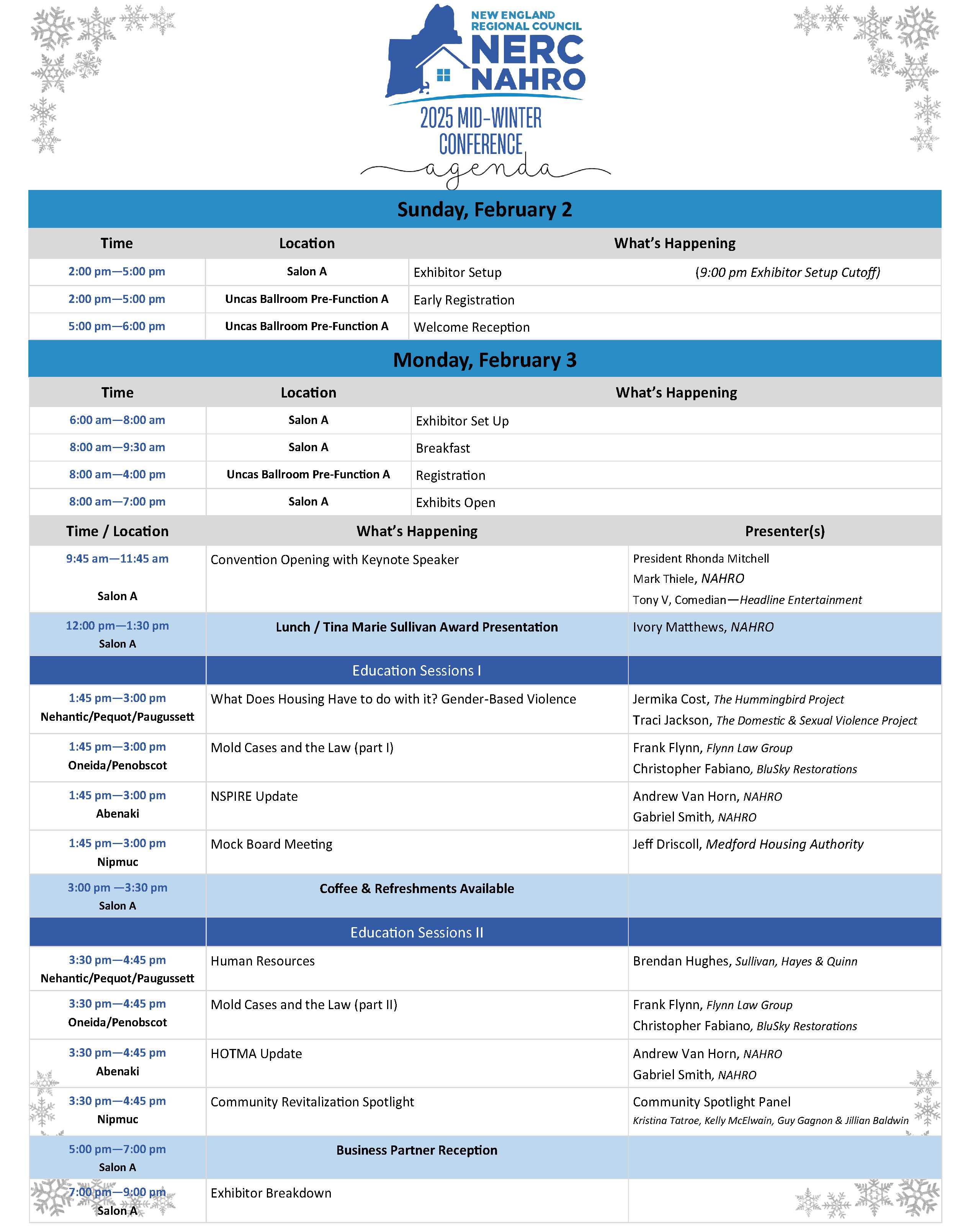 2025 Mid-Winter Conference Schedule - NERC NAHRO