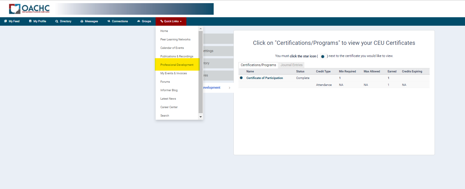 OACHC Portal: Accessing your CEUs - Ohio Association of Community ...