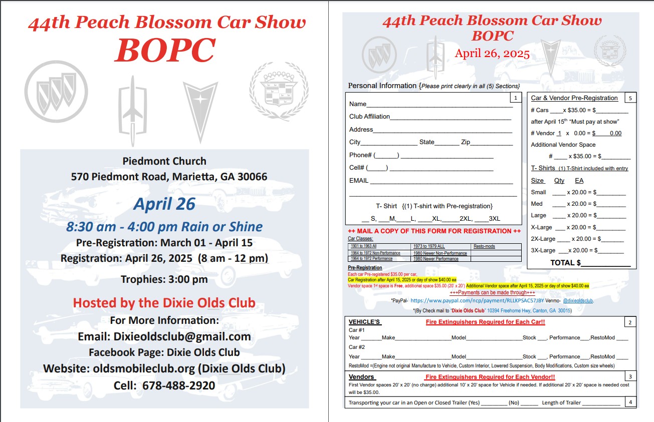 2025 BOPC Flyer & Registration Form (Updated) - Oldsmobile Club of America