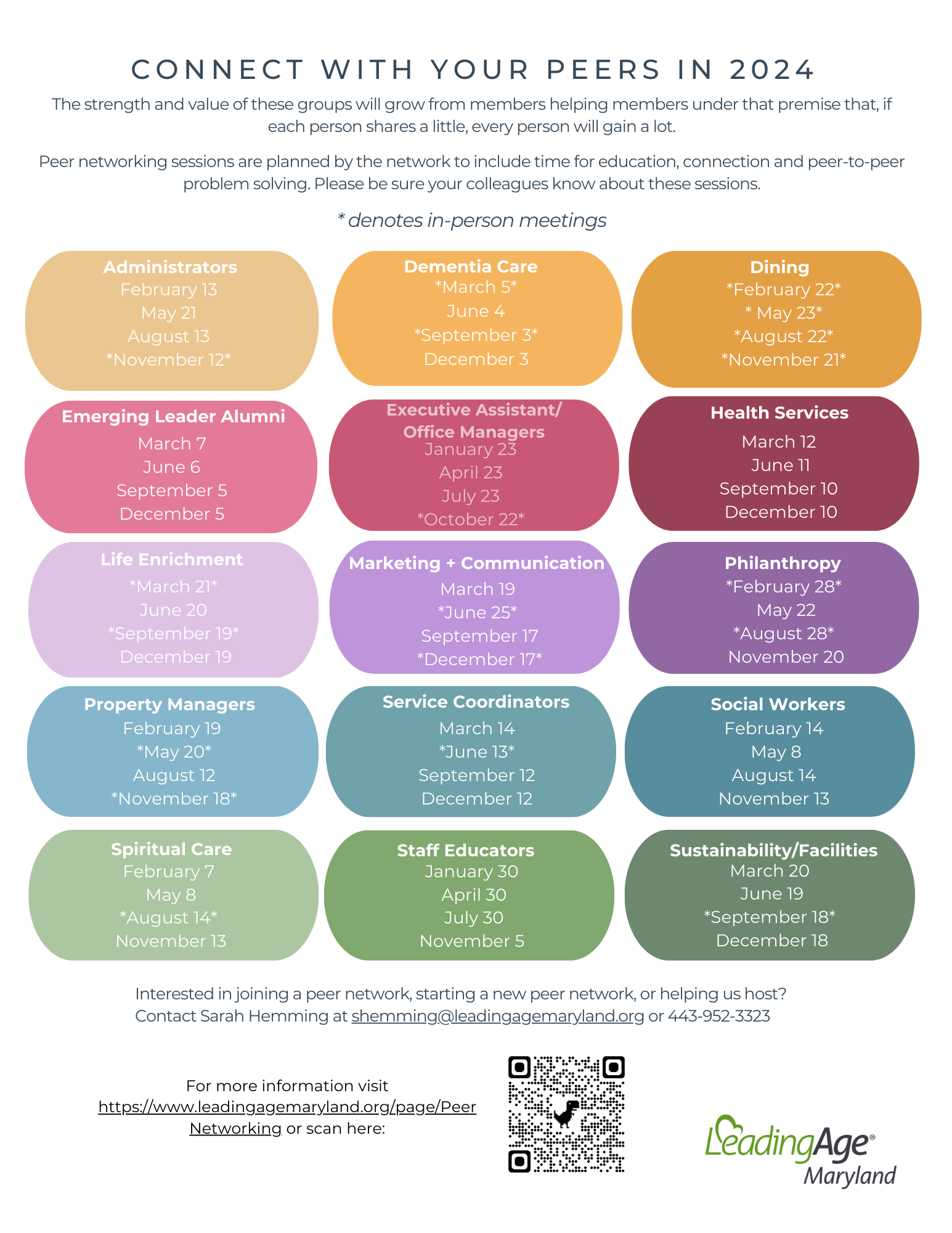 Peer Networking Groups for LeadingAge Maryland provider members